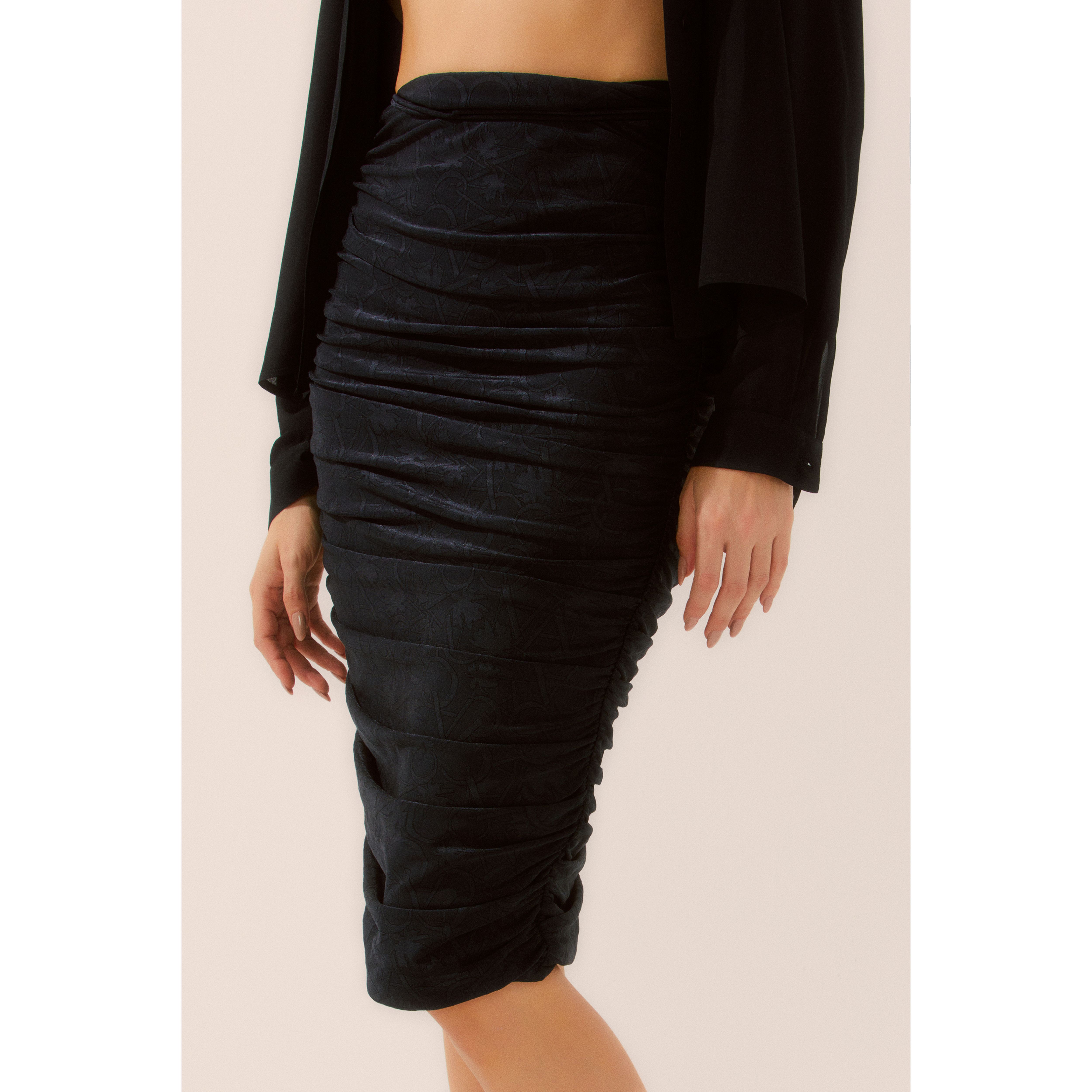 Saia Midi Franzida Com Amarração Papoula - aguadecoco